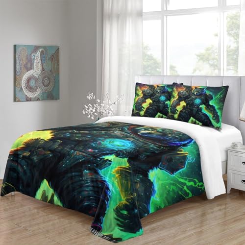 DAGROD Fluffy Duvet Cover Bedding Set with Pillow Cases Cosmic Space Wolves 3D Print Quilt Cover Breathable and Moisture-Proof Cosy Soft Bedding Se King(220x240cm)