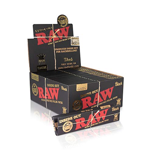 RAW Black Inside Out King Size Slim Rolling Papers | 50 Packs | Perfect for Backrolling - So Thin You Can Truly Taste Your Terps