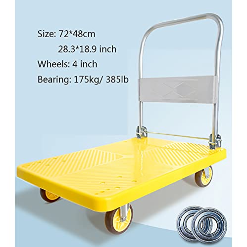 Generic Hand Trucks Folding Platform Truck Plastic Panel Push Dolly with Metal Handle 360 Degree Swivel Wheels for Indoor Floor Silent Moving Push Cart (Size : 385lb)