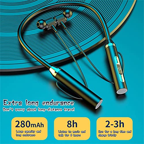HWZQDJ Neck Hanging Bluetooth Headphones, Wireless Sports Bluetooth 5.0 Noise Cancelling Earbuds with Mic for Fitness Running, in-Ear Headset