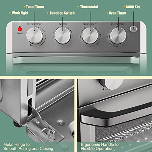 COSTWAY Toaster Oven Countertop, 7-in-1 Convection Oven with Air Fry, Bake, Broil, Toast, Dehydrate, Pizza, Warm Function, 1550W Air Fryer Toaster Oven with Timer, Temperature Control, 5 Accessories