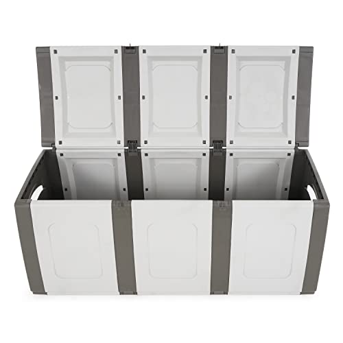 Homeplast Bold Indoor Outdoor Plastic Storage Trunk Resin Deck Box for Storing Pillows, Patio Cushions, and Firewood, 79 Gallon Capacity, Gray/Anthracite