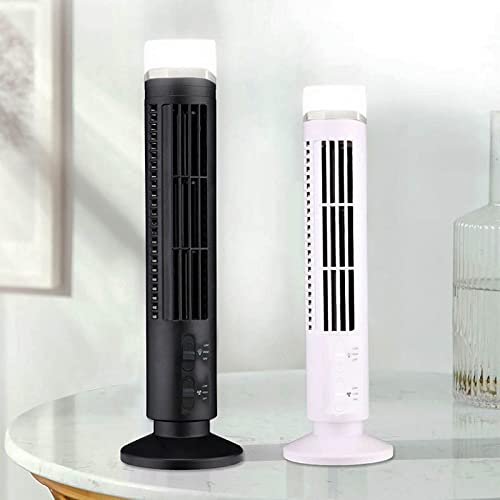 HWZQDJ Upgraded LED Tower Fan, Desktop Mini Vertical Conditioner with 2 Wind Speed Mode, Household Led Bladeless Tower Cooling Fan With Lighting Function, USB Charging Stand Up Tower Fan