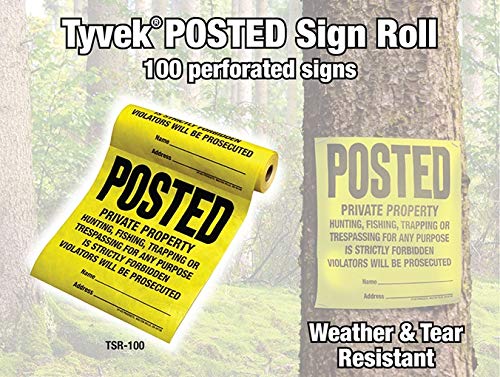 Hy-Ko Products TSR-100 Posted Private Property Tyvek Sign Roll 11" x 11" Yellow, 100 Pieces