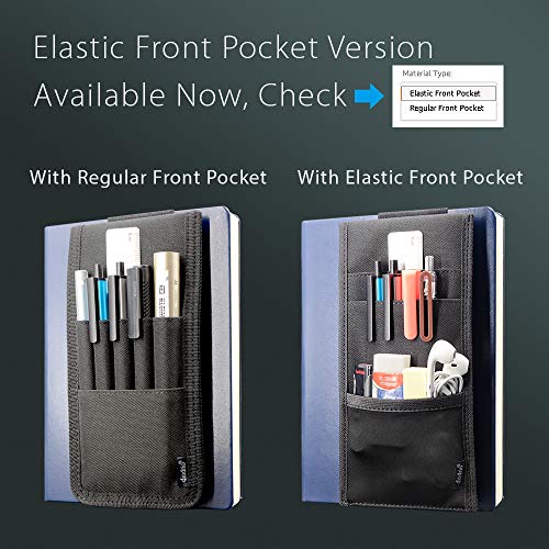 Pen Holder, Pencil Holder, Pen Sleeve Case for Hard Cover Journals, Notebooks, Books, Binders, Hold Multi Pens Pencils Rulers Durable Fabrics, Detachable, Elastic Band. Black.