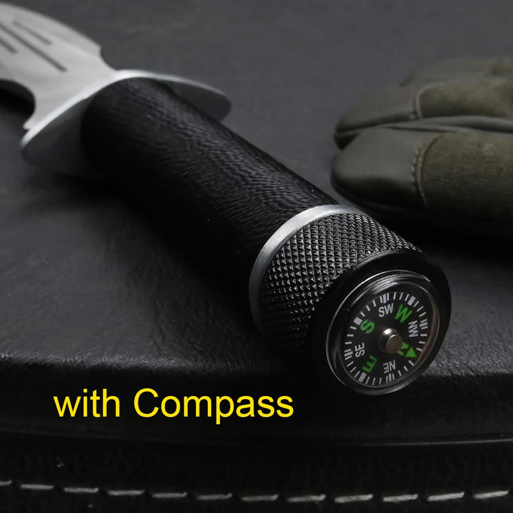 Fixed Blade Knife, Survival Utility For Hunting Camping Hiking, with Sheath and Compass