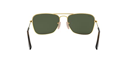 Ray-Ban RB3136 Caravan Square Sunglasses, Gold Havana/G-15 Green, 58 mm