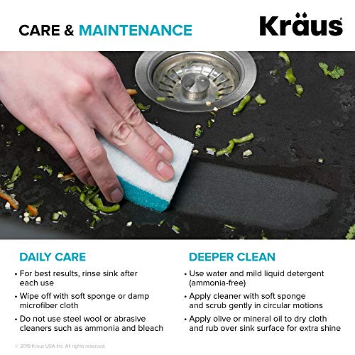 Kraus KGU-434B Undermount 50/50 Double Bowl Granite Kitchen Sink, 32.5-Inch, Black