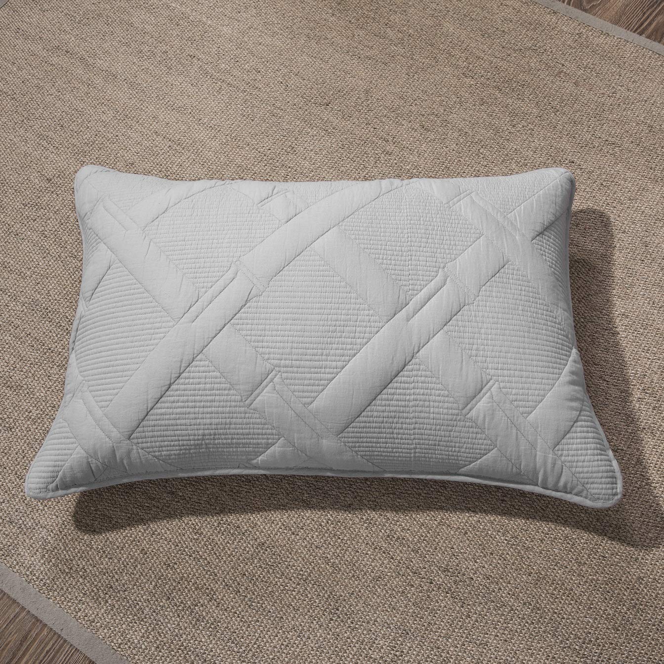 Tache Solid Light Grey Silver Soothing Pastel Soft Cotton Geometric Diamond Stitch Pattern Lightweight Quilted Bedspread 3 Piece Set, King