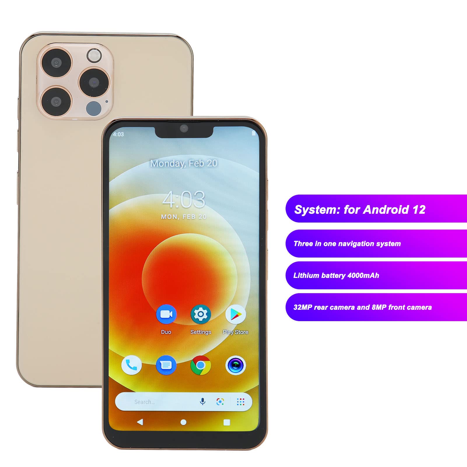 Dilwe 6.1 Inch Pro Max Unlocked Smartphone, HD Screen 4G Mobile Phone, 5G WiFi Face Recognition, 4GB RAM 64GB ROM,4000mAh Battery, Dual SIM Slots Smartphone for Android12