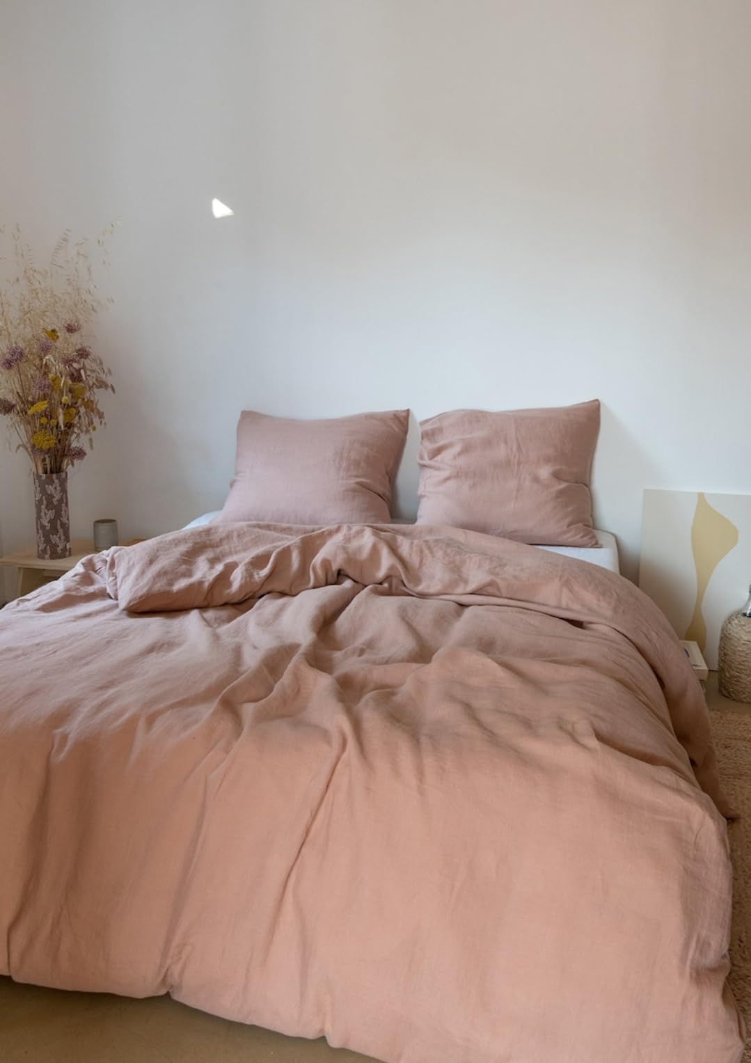 Organic Linen Comforter Cover, Linen Duvet Cover in Dusty Rose, Linen Bedding with Custom Size, 3 Pcs Duvet Cover Set (Queen)
