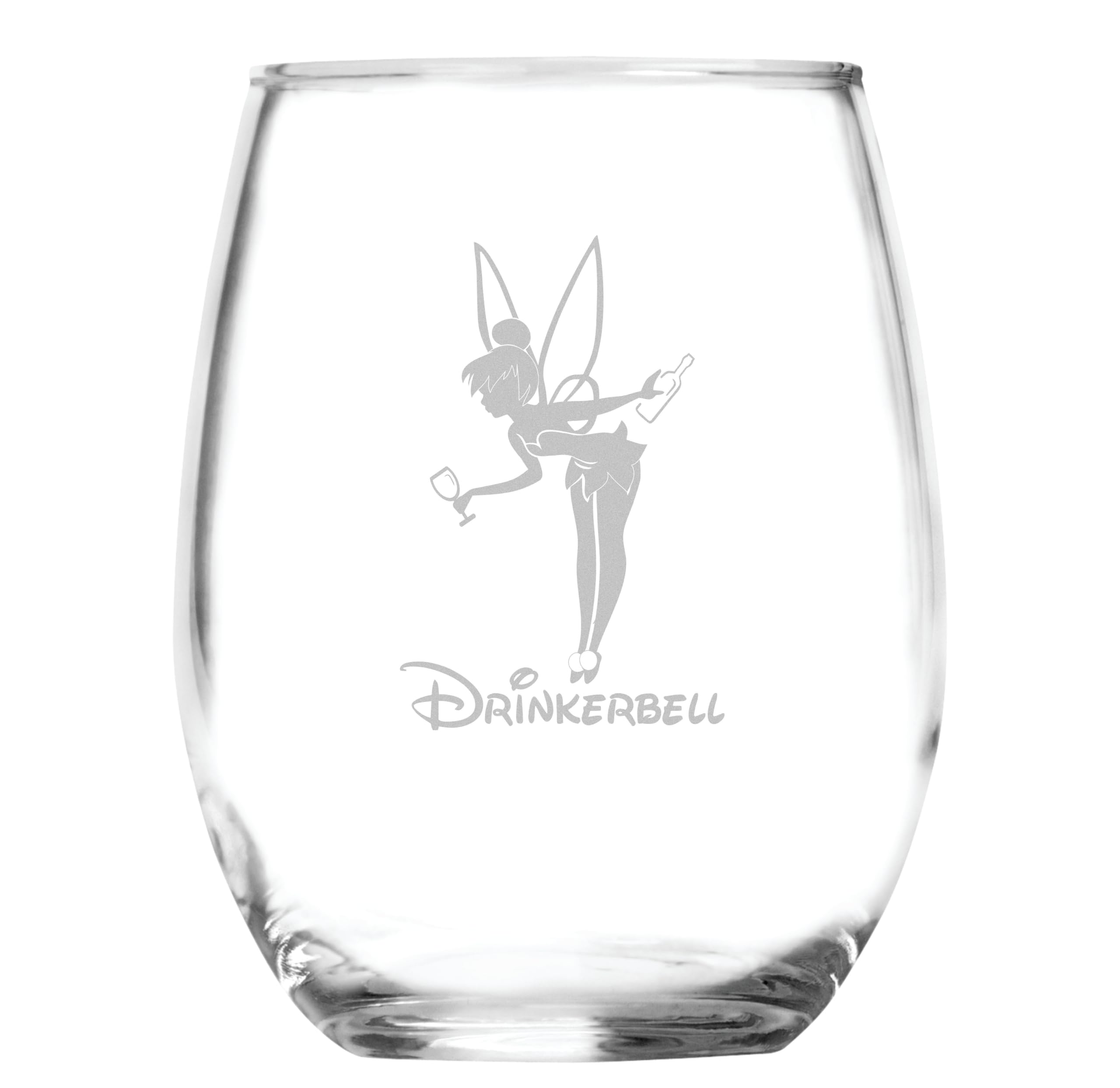 Fairy Gifts - Drinkerbell - 15 oz Fairy Wine Glass - Permanently Engraved - Birthday Present - Funny Movie Themed Gifts - Couples - Handmade - Pixie Dust - Peter Pan