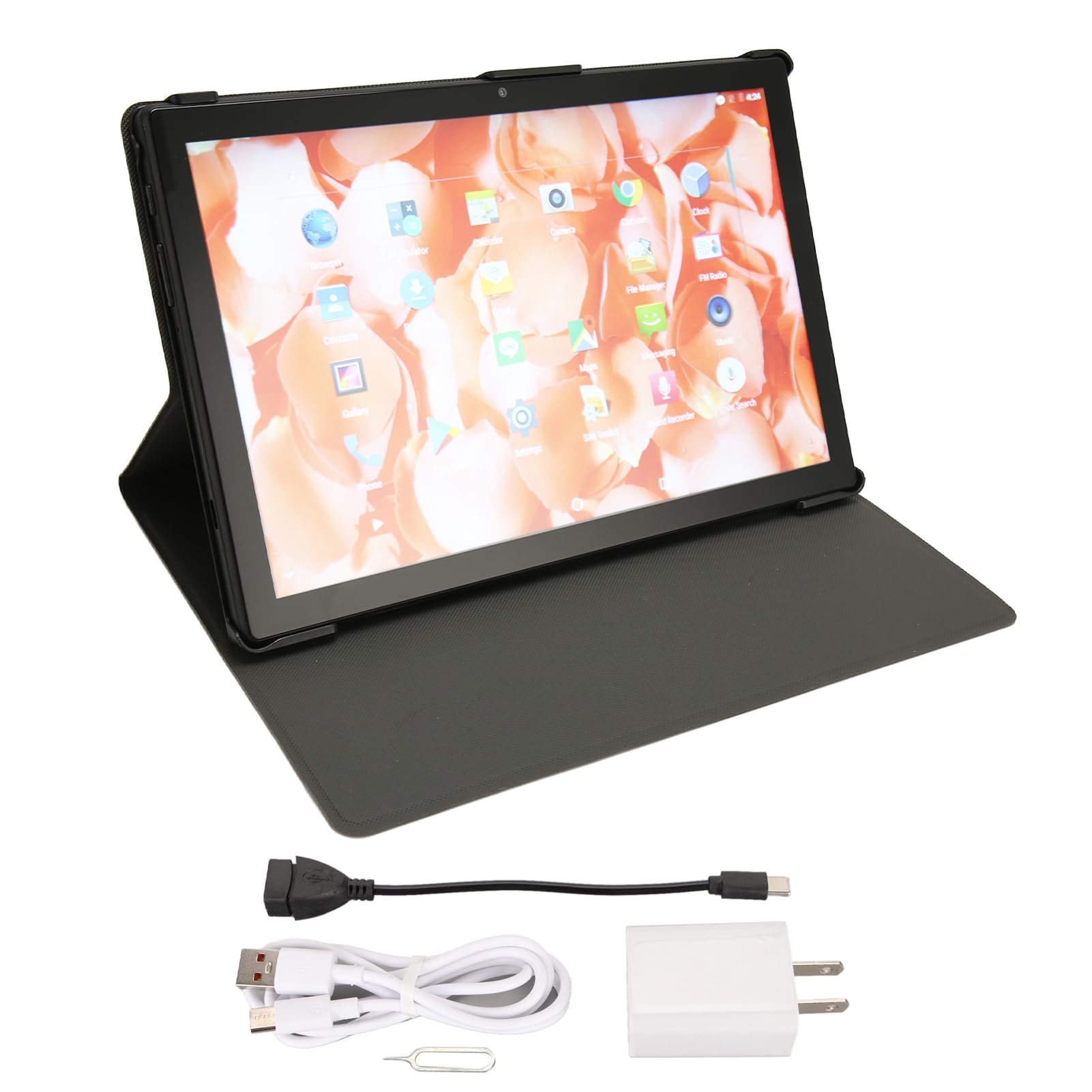 DAUERHAFT 10.1 Inch Tablet, 5.0 Tablet 100-240V 8MP 16MP Black 7000mAh 8GB 256GB 4G Network 8 Core CPU for Android 12 for Office (US Plug)