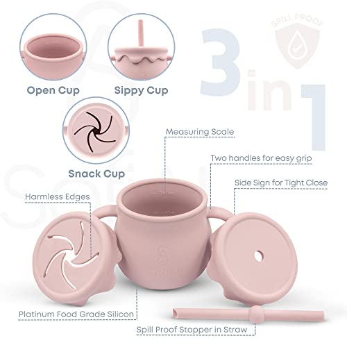 SofiAl Baby Led Weaning Supplies - Silicone Baby Feeding Set - Suction Bowl Divided Plate Bib Spoon Fork Straw Sippy Cup - Toddler Self Feeding Utensils - Infant First Stage Blw Dish 6 Months β 11pcs