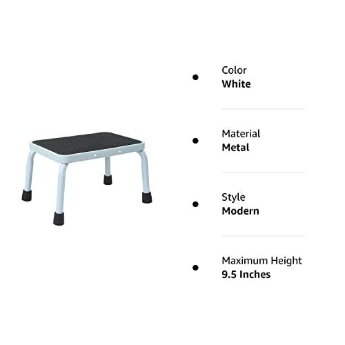 Sattiyrch 9.5" Step Stool with Anti-Skid Rubber Platform,Metal Medical Foot Stool for Elderly,Senior,Easy to Assemble Heavy Duty Step Stool White