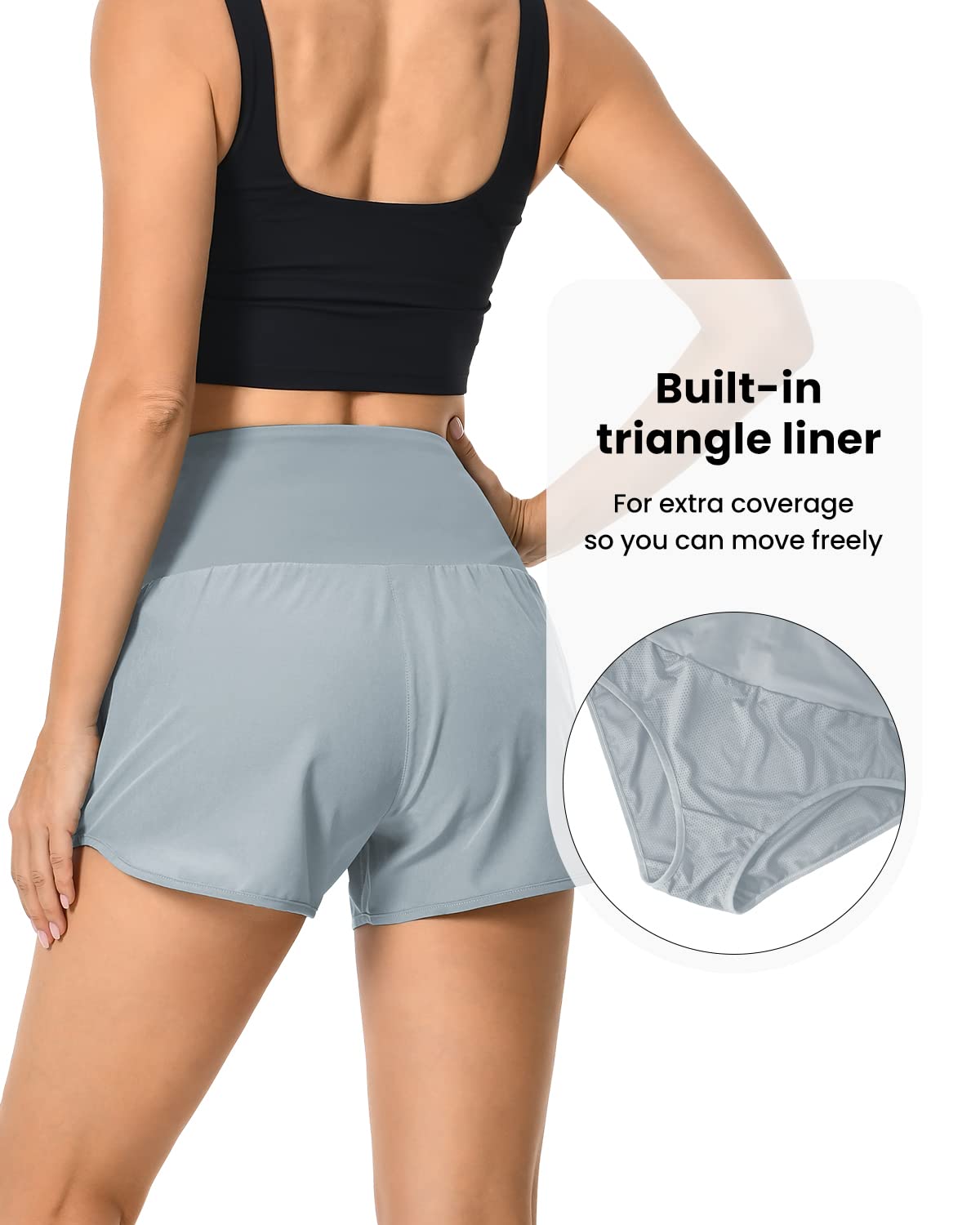 GYM RAINBOW Womens High Waisted Athletic Shorts Quick Dry Lightweight Running Shorts with Pockets Gym Workout Shorts(#6 Black,Medium)