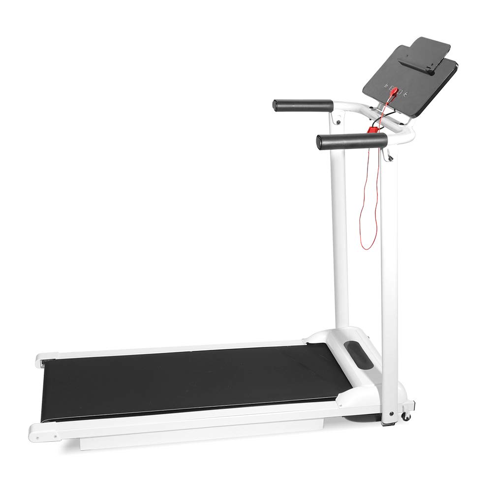 DKLGG Folding Running Machine with LCD Display, Screen and Pad Holder, Electric Treadmill, Compact Running Jogging Machine for Home Exercise Machine, Indoor, White (No Installation Required)