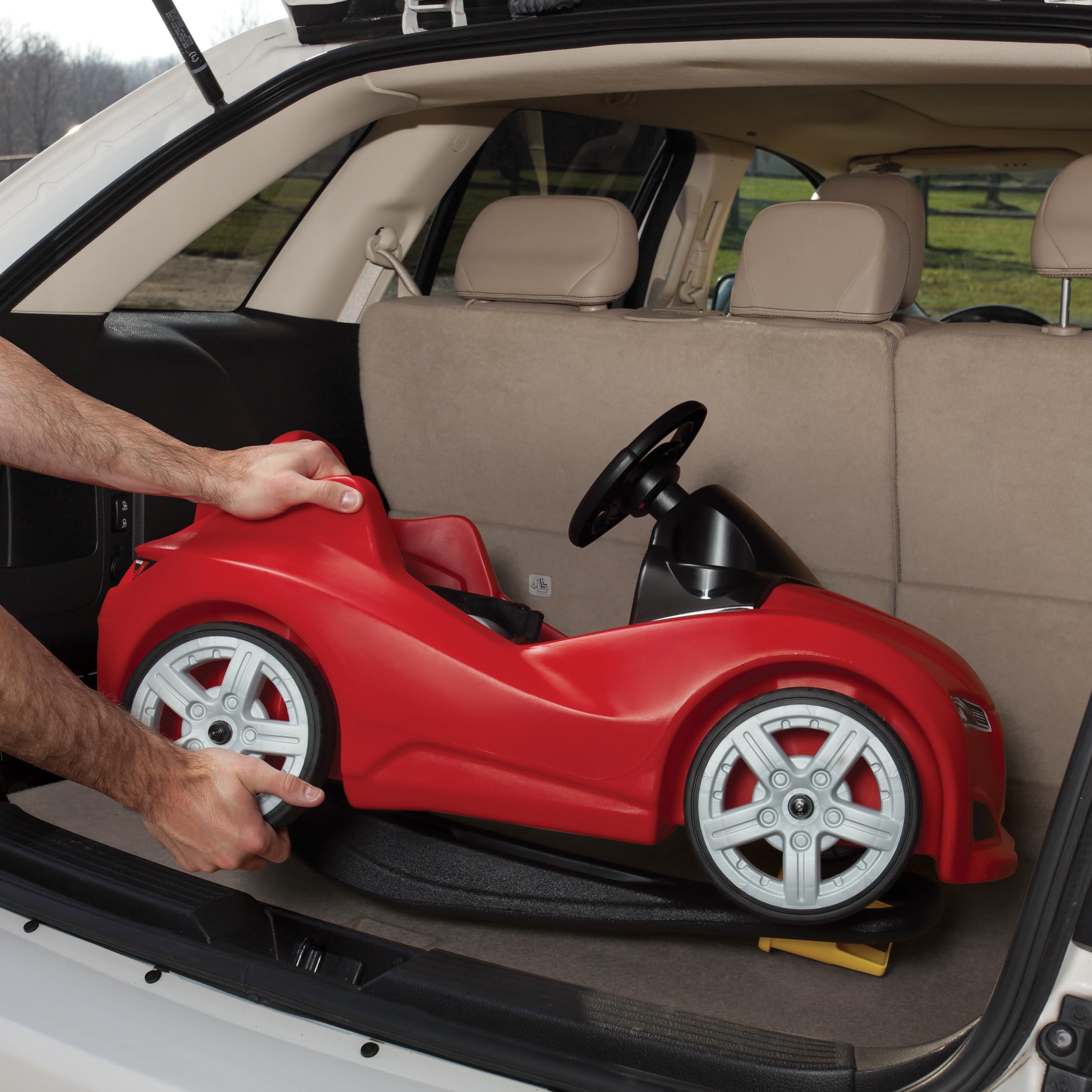 Step2 Whisper Ride Cruiser Kids Push Car, Ride On Toy, Stroller Substitute, Includes Seat Belt & Horn, Made of Durable Plastic, Max Weight 50 lbs., For Toddlers 1.5-4 Years Old, Red