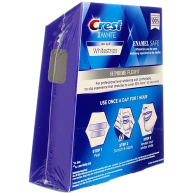 Crest 3D No Slip Whitestrips Dental Whitening Kit Supreme Flexfit - 21 Treatments
