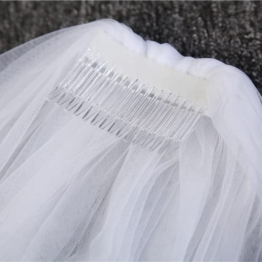 FEER Wedding Accessories 3 Meters 1 Layer Veil White Simple Bridal with Comb (Color : White, Size : 3M)