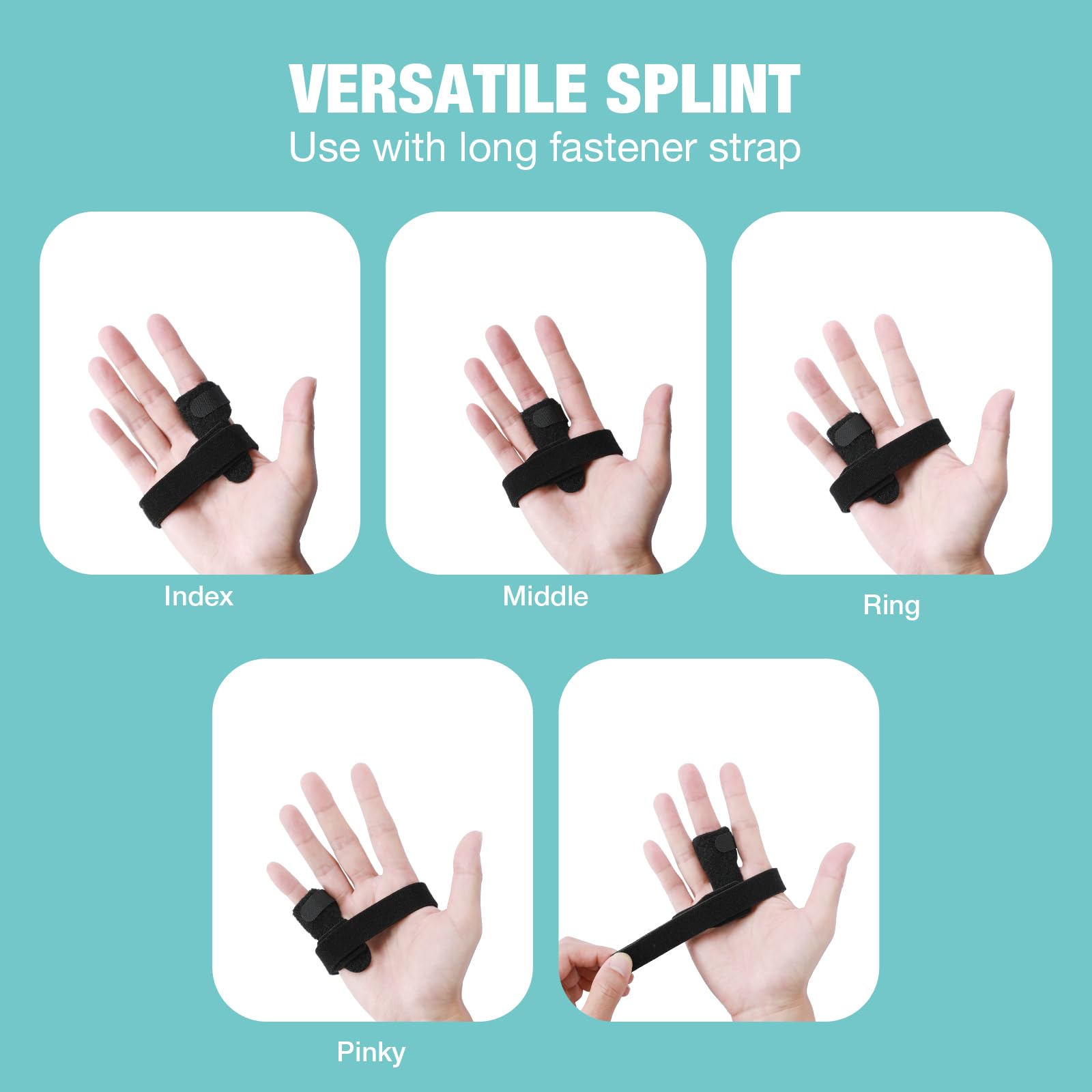DOEPLEX Trigger Finger Splint, Adjustable Support Brace for Straightening Curved, Bent, Locked and Stenosing Tenosynovitis, One Size Fits Right or Left Hand