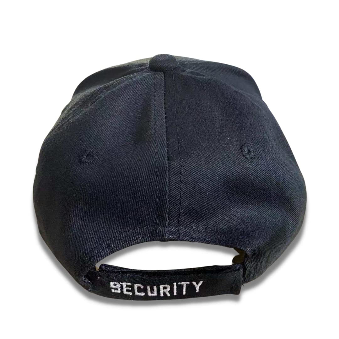 Elegant Black Security Cap with 3D Embroidered Security Logo on Front and Back - One Size Fits All - Practical Design for Daily use in Security Industry