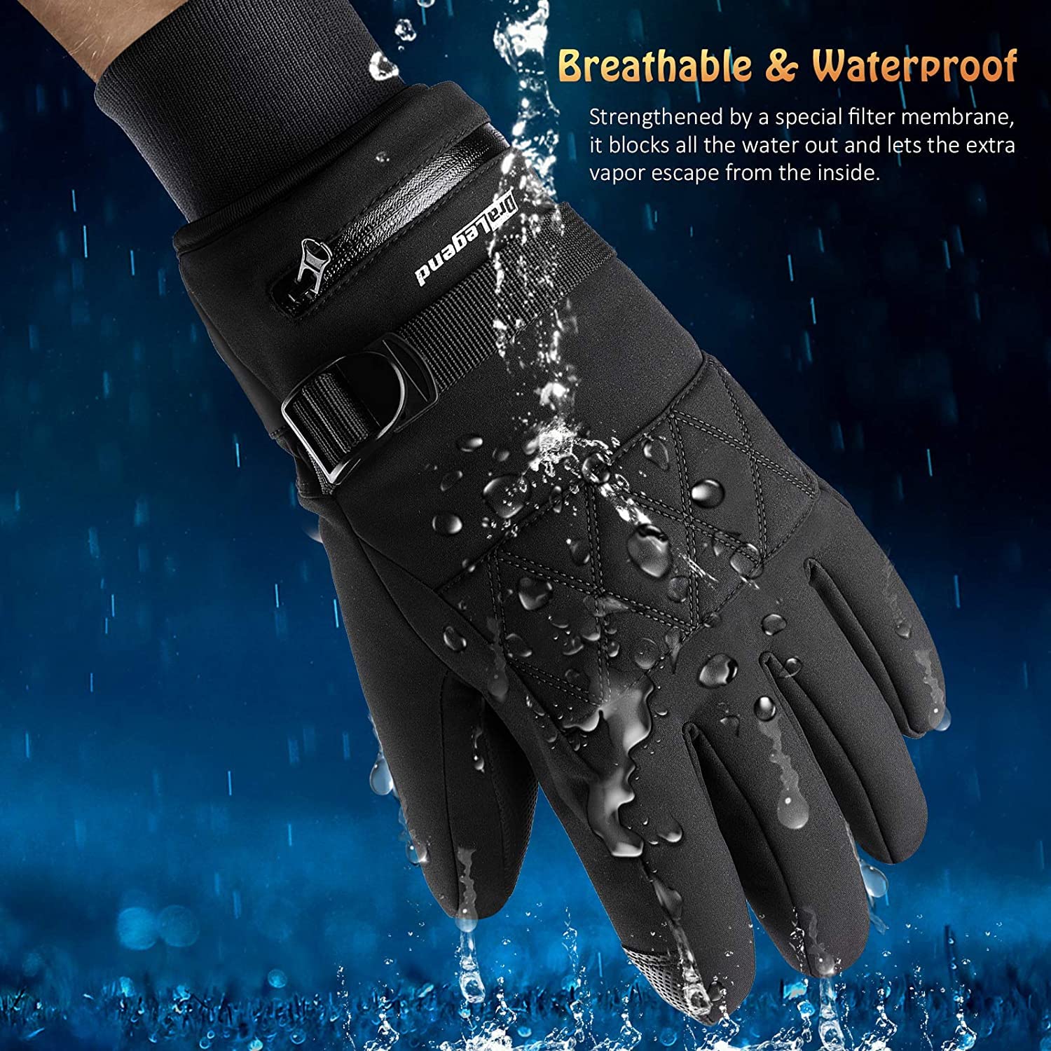 Flamino Winter Ski Gloves, Made with 3M Thinsulate Insulation, Waterproof Work Gloves with Touchscreen, Warm Snow Gloves for Women and Men in Cold