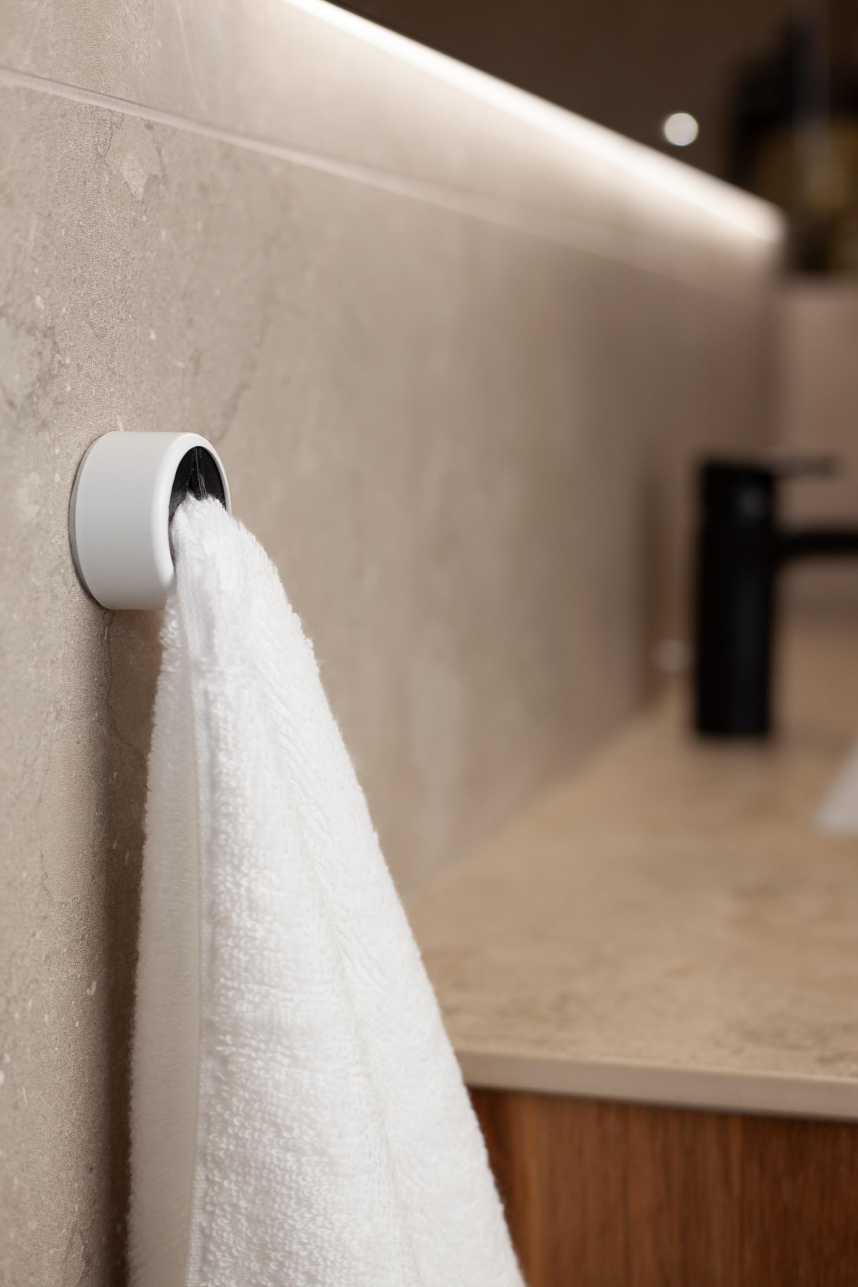 Original Kitchen Towel Holder/Hook with Adhesive to Hang Dish Towels, Tea Towels, Dishcloths, Rags and Hand Towels with a Push. Handy accessory for RV, Bathroom, Shower, Cabinets, Inside & Outside