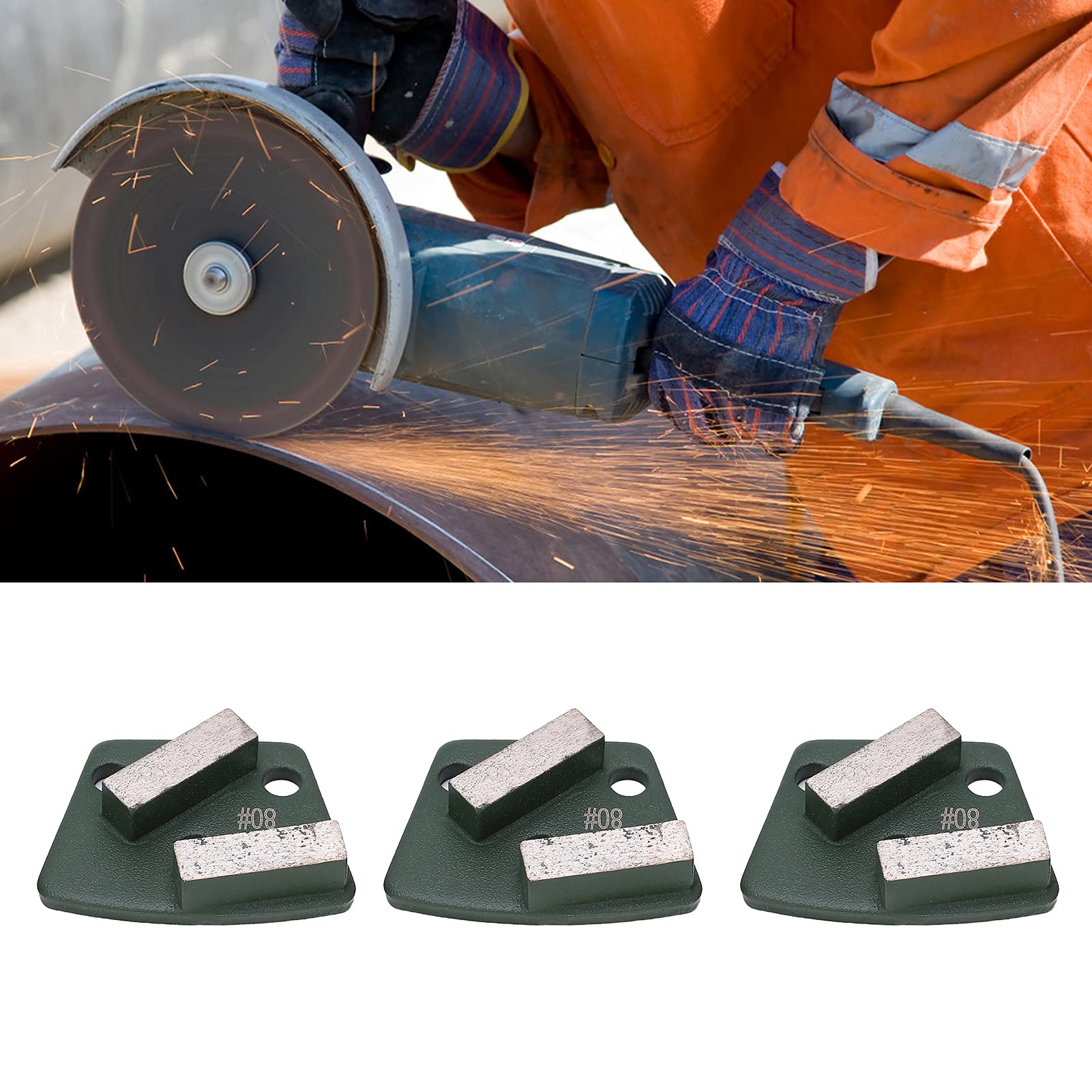 Diamond Floor Grinding Pad Disc, 3Pcs Diamond Grinding Shoes,Trapezoid Grinding Concrete Floor Cutting, Metal Polishing Pads Coating Disc Shoes 2 Long Teeth