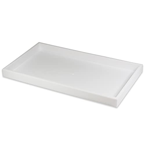 CuteBox Company 3pc White Plastic Tray (14.75β x 8.25β x 1β) with 10 Rectangle Compartment White Flocked Tray Insert for Jewelry Storage, Organization, Merchandise, Display