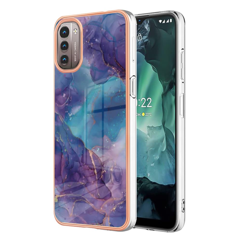 Dinglijia for Nokia G21 Case, Nokia G11 Phone Case, Soft TPU + IMD Marble Pattern Slim Design Enhanced Camera and Screen Protection Girls and Women Case for Nokia G21 BKC Purple