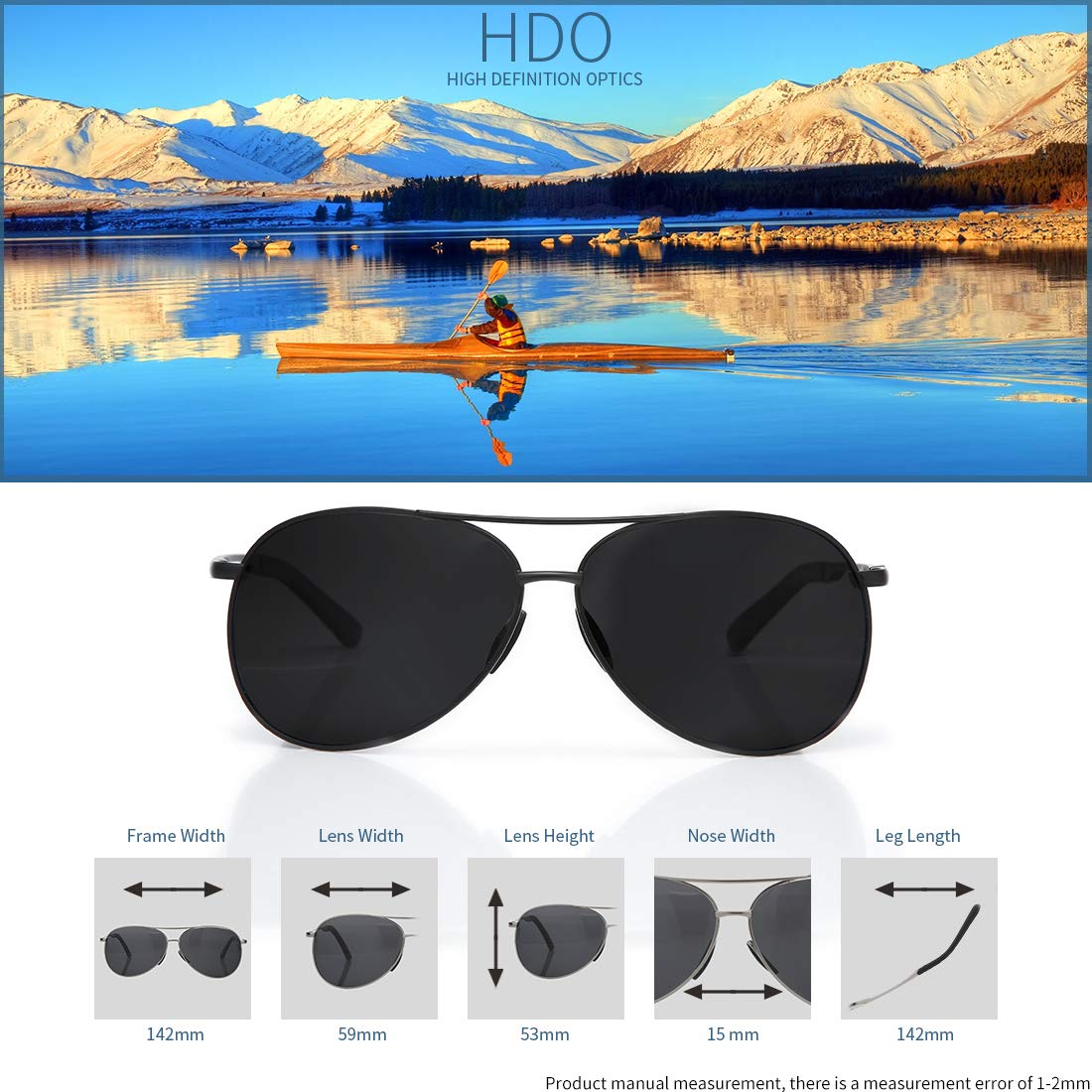 FEIDUSUN Aviator Sunglasses for Women Men - Polarized Classic Oversized Metal Mirror UV 400 Protection