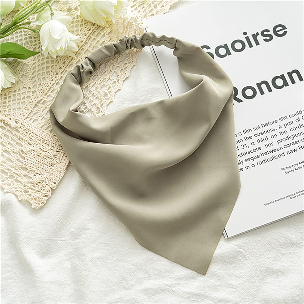 DINPREY Elastic Hair Scarf Headband for Women Bandana Headbands for Women Chiffon Head Kerchief Boho Scarf Bandanas with Hair (8 Colors Solid A)