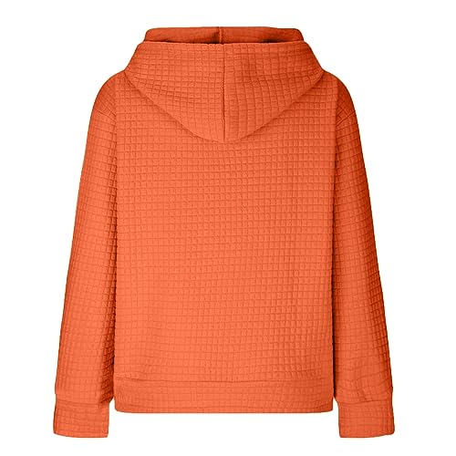 DOLKFU my recent orders placed by me womens sweatshirt Oversized Sweatshirt for Women Long Sleeve Cute Heart Graphic Print Waffle Hoodies Trendy Pullover with Pocket Orange XXL