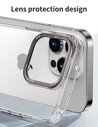 Kakalux iPhone 14Pro Compatible Clear case with Metal Lens Protection, Two-Tone Individual Metal Buttons and Cushioned airbag Drop Protection for iPhone 14Pro -(Green).