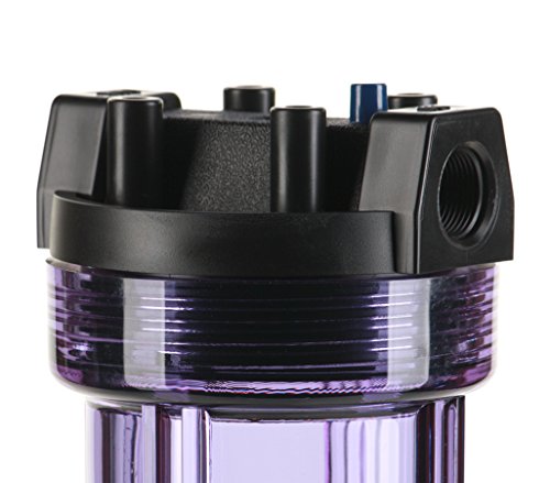 Hydronix HF5-20CLBK34PR Water Filter Housing 20" RO, Whole House, Hydroponics - 3/4" Ports, Clear Body w/PR
