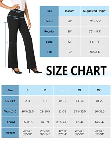 Tapata Women's 28''/30''/32''/34'' Stretchy Bootcut Dress Pants with Pockets Tall, Petite, Regular for Office Work Business 32", Black, M