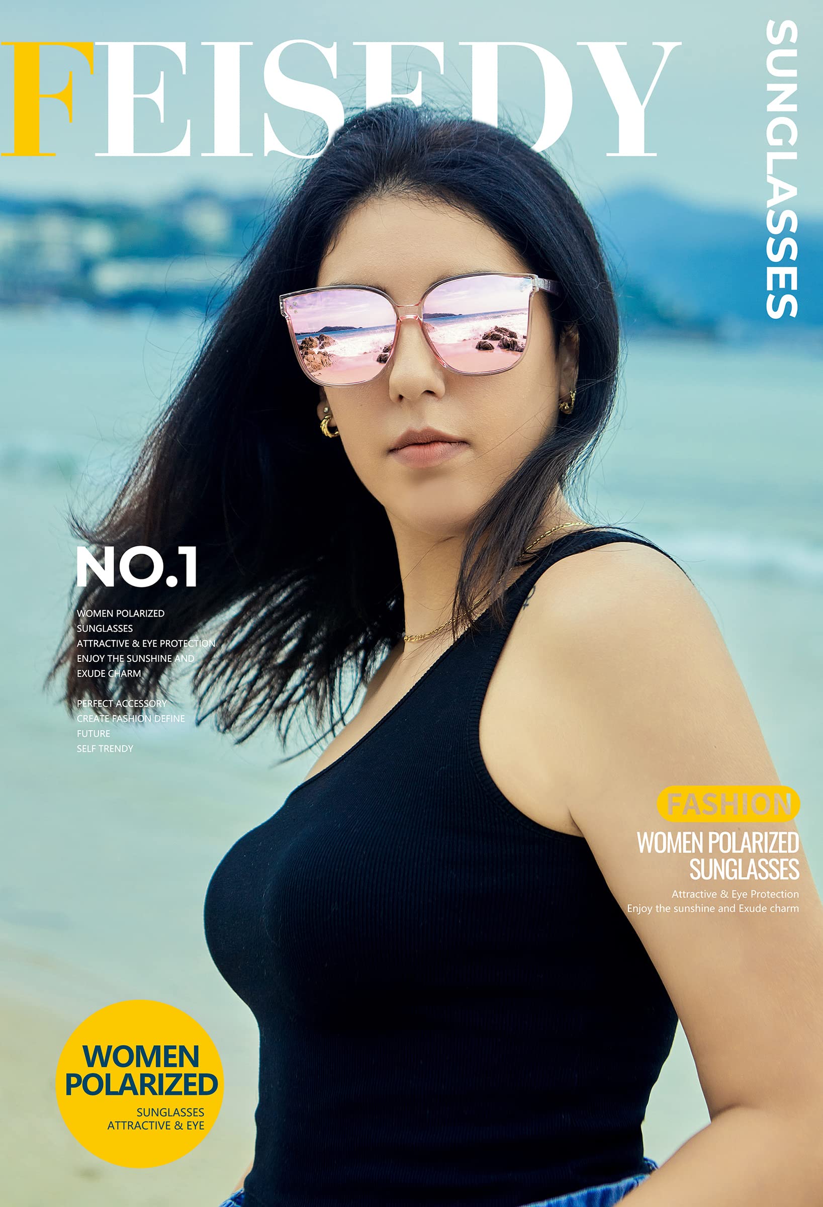 FEISEDY Retro Square Polarized Sunglasses Women Men Oversized Vintage Shades B2600