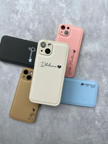 Custom Name iPhone Case - Personalized Leather Case for 15, 14, 13, 12, 11, XR, XS, X, 8, 7 Plus, Pro, Max, SE, Mini - Custom Text, Print, Initials, Monogram, Friends, Family, Love, Unique Gift idea