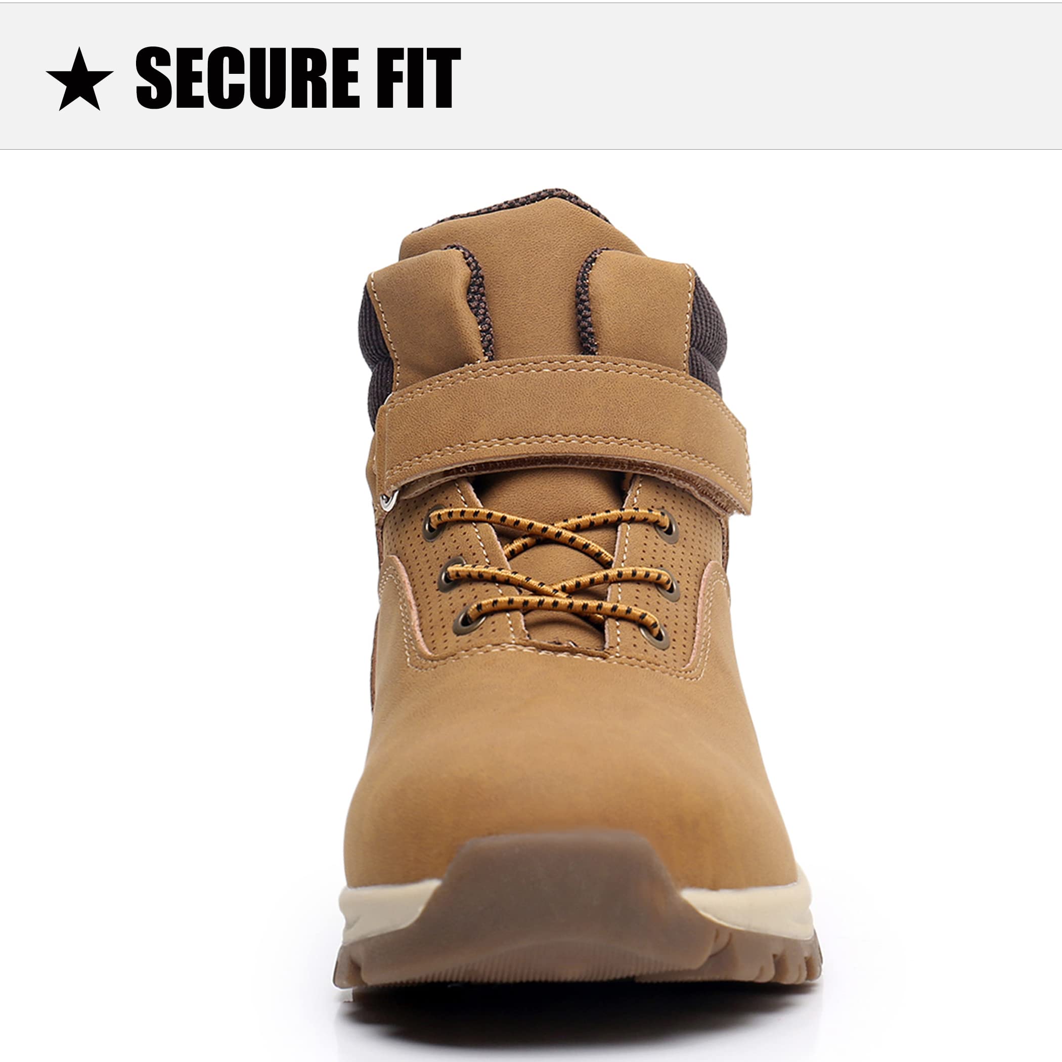 Dirafy Kids Boys Outdoor Hiking Boots - Unisex Child Water Resistant High Top Sneaker(Tan,33)