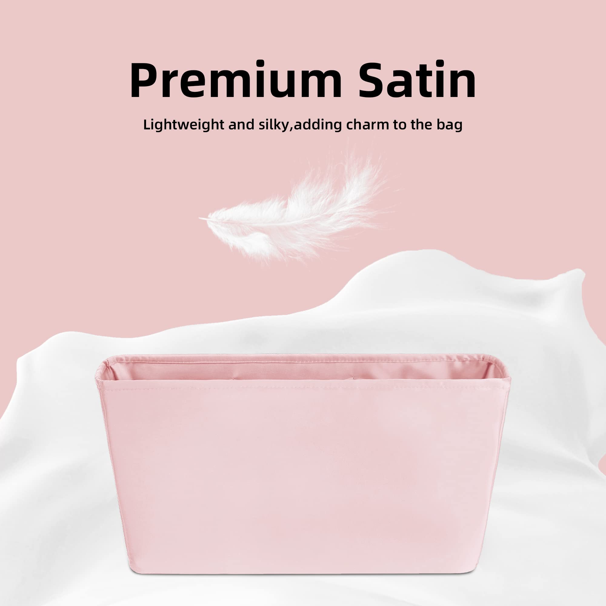 DGAZ Purse Organizer Insert Fits LV Neverfull Mini/PM/MM/GM Bags,Silk Bag Organizer,Luxury Handbag & Tote Shaper(MM, Pink)