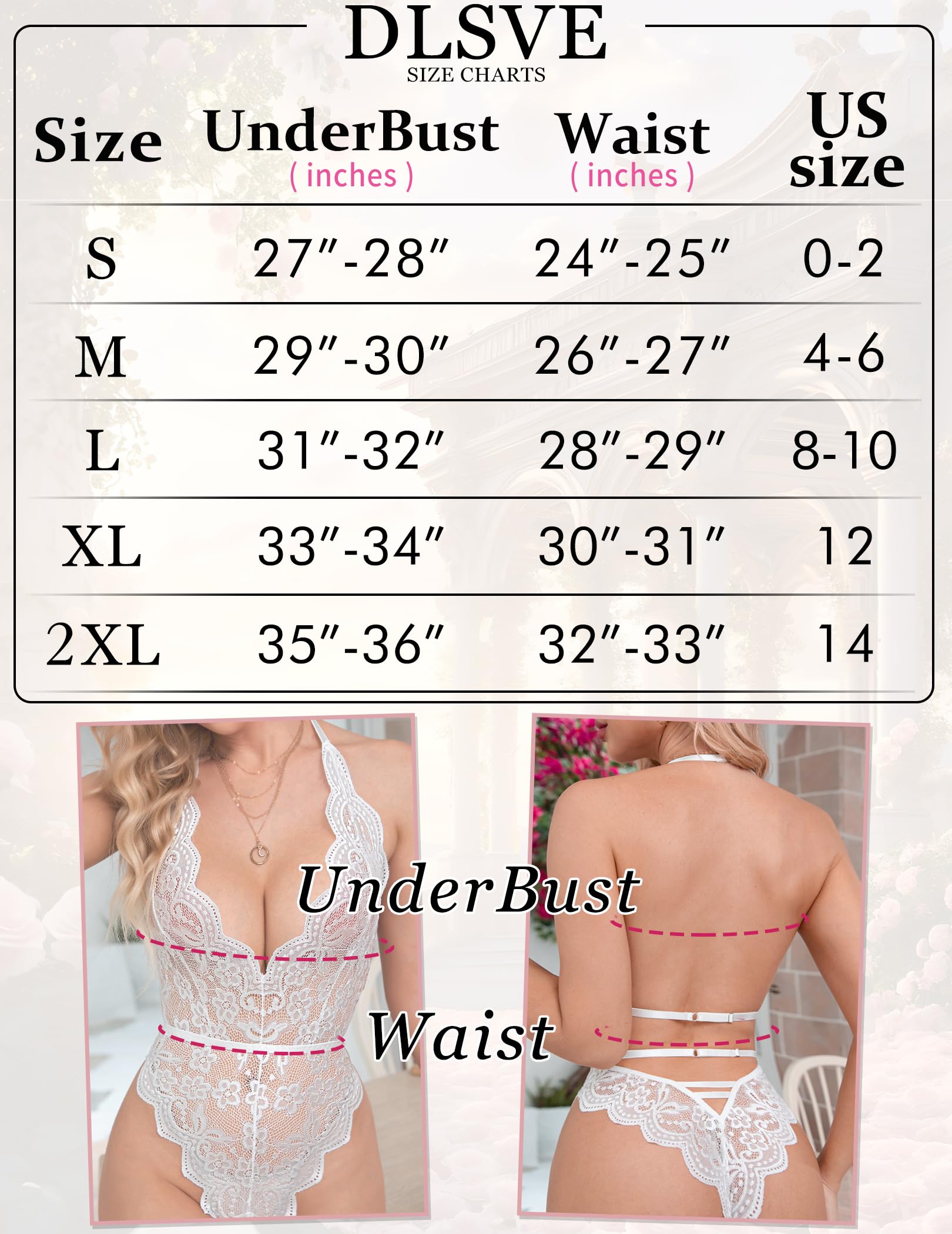 Dlsave Sexy Lingerie for Women,Deep V-Neck Lace Bodysuit Bridal Lingerie Backless One piece Teddy Body Suits Tops Wedding