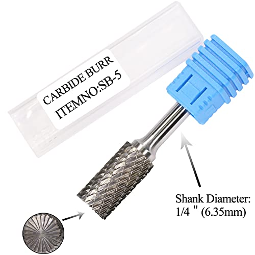 SB-5 Tungsten Carbide Burr Rotary File Cylinder Shape Double Cut with 1/4''Shank for Die Grinder Drill Bit