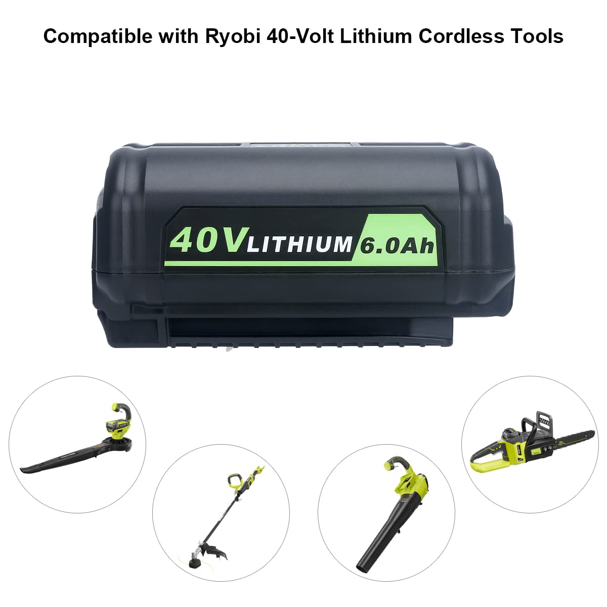 ELEFLY 40V 6.0Ah OP4050A Replacement for Ryobi 40V Lithium Battery OP4015 OP4026 OP40201 OP40261 OP4030 OP4040 OP40401 OP4050 OP40501 OP40601 40 Volt Cordless Tool Battery