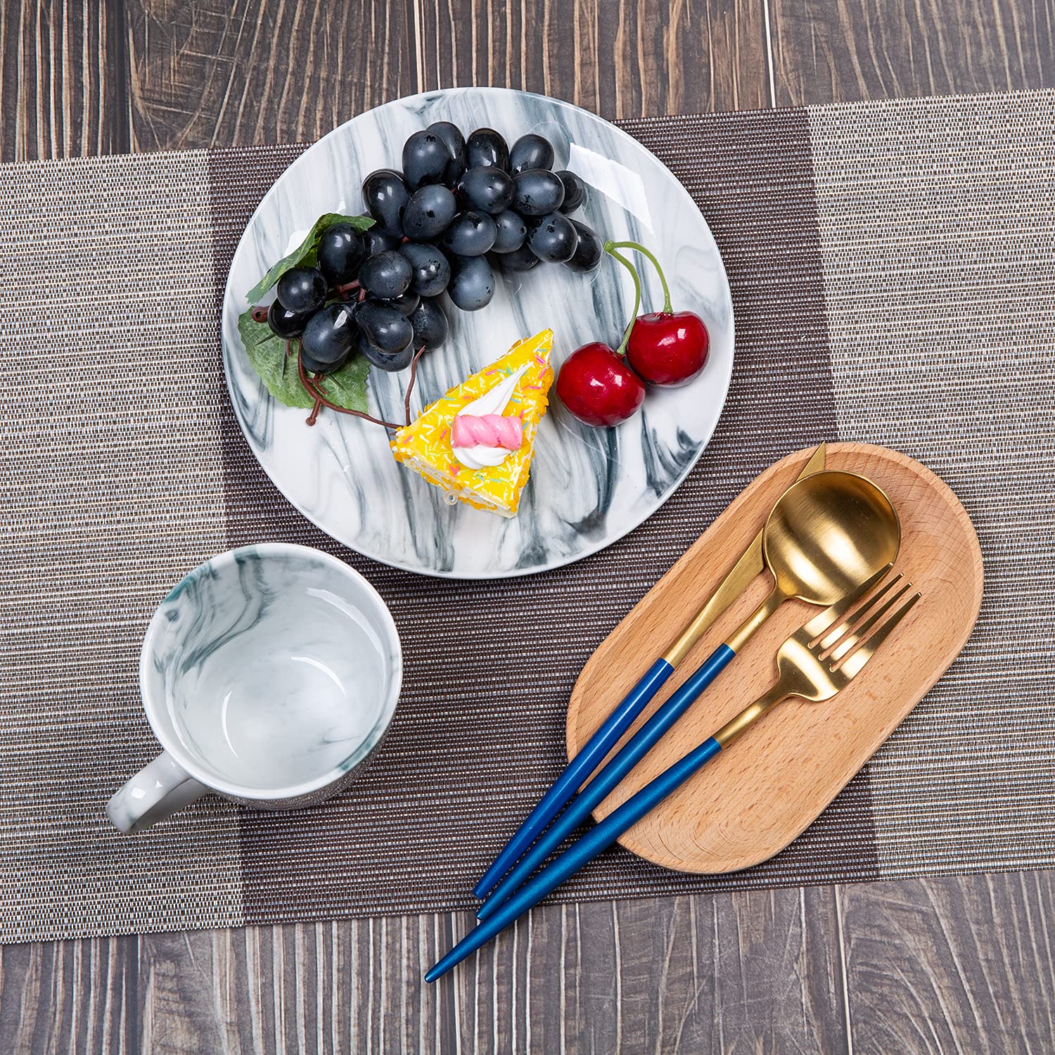 Cutiset Unique Accent Elegant Natural Marbleized 16 Piece Dinnerware Set, Plates and Bowls Sets,Service for 4