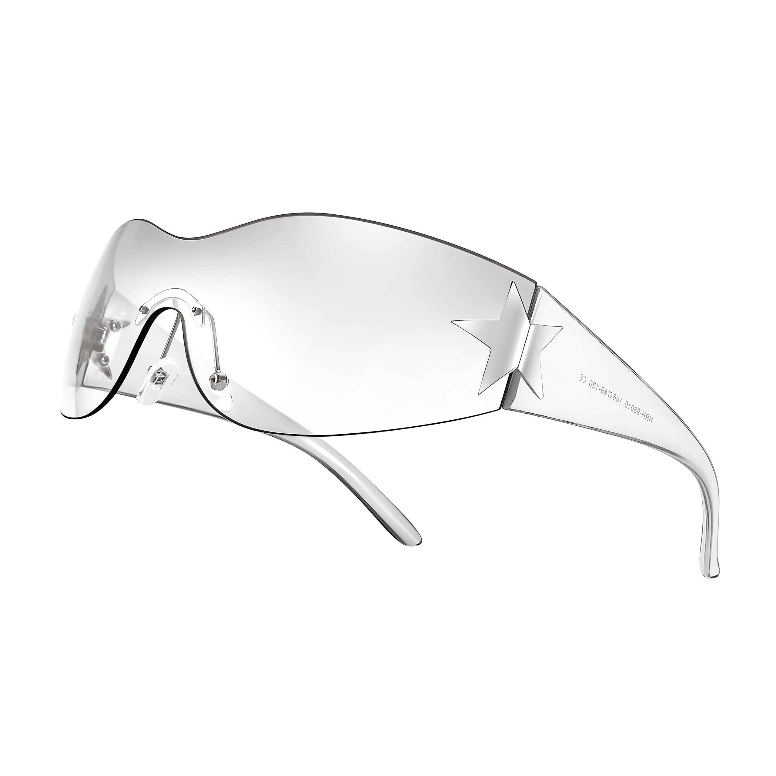 FEISEDY Y2K Sunglasses for Women Men 2000s Fashion Rimless Wrap Around Frameless Star Sun Glasses B9090