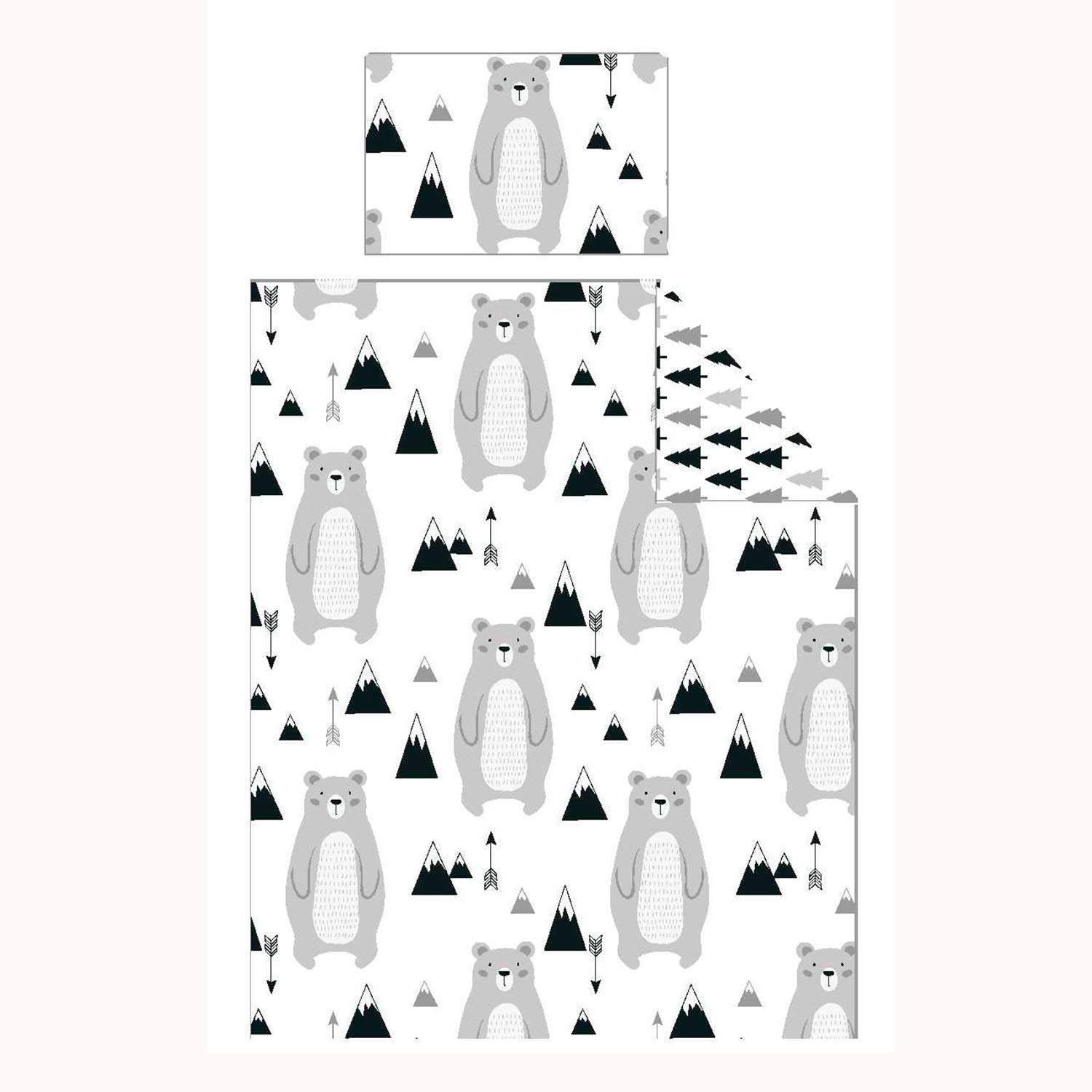 Price Right Home Scandi Bear Junior Toddler Duvet Cover and Pillowcase Set