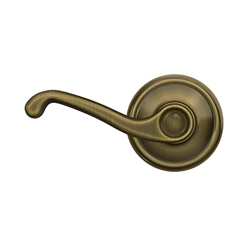 Schlage F10 FLA 609 Flair Door Lever, Hall & Closet Passage Lock, Antique Brass