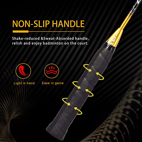 Flexpro 4U 26LBS Tension Carbon Fiber Head Light Series Badminton Racket High Rigid Lightweight Racket Leo