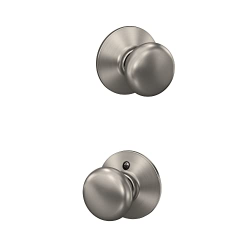Schlage F10 PLY 619 Plymouth Door Knob, Hall & Closet Passage Lock, Satin Nickel